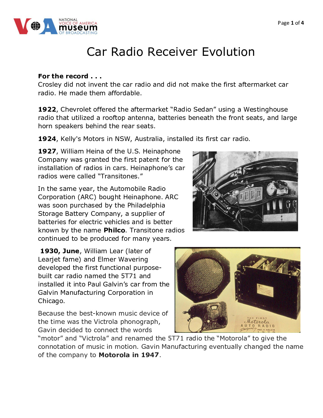 Car Radio Receiver Evolution | VOA Museum
