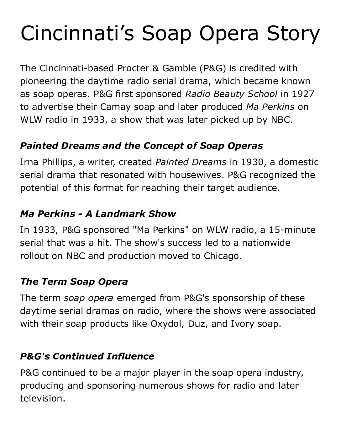 Cincinnati’s Soap Opera Story | National VOA Museum of Broadcasting