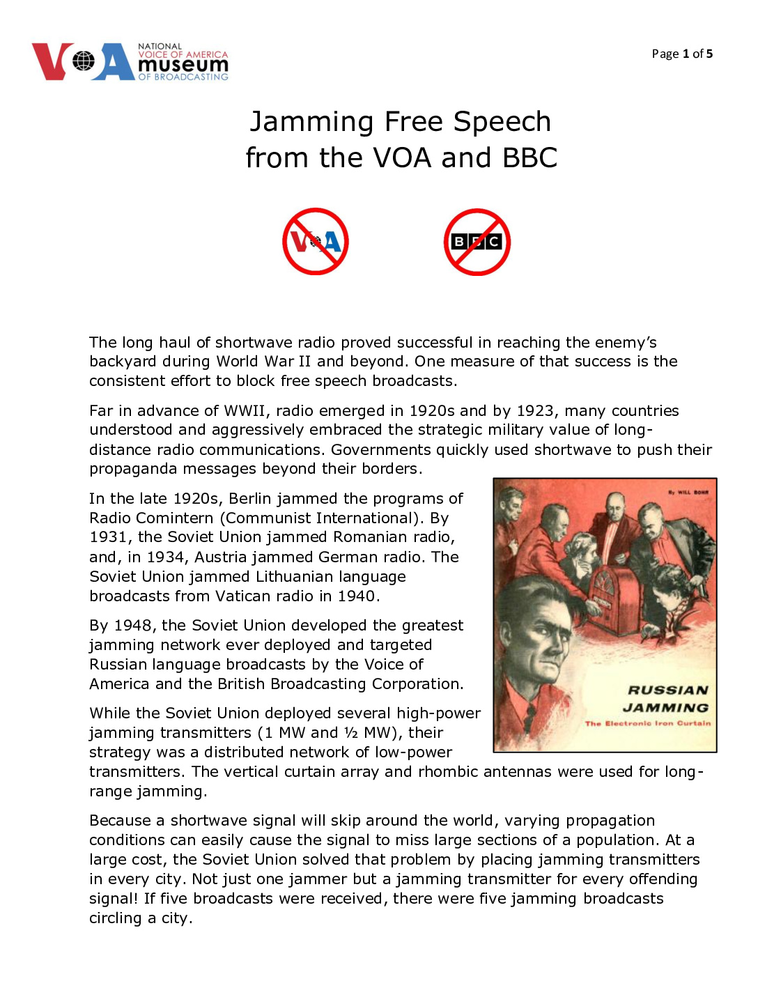 Jamming Free Speech from the VOA and BBC | National VOA Museum of Broadcasting