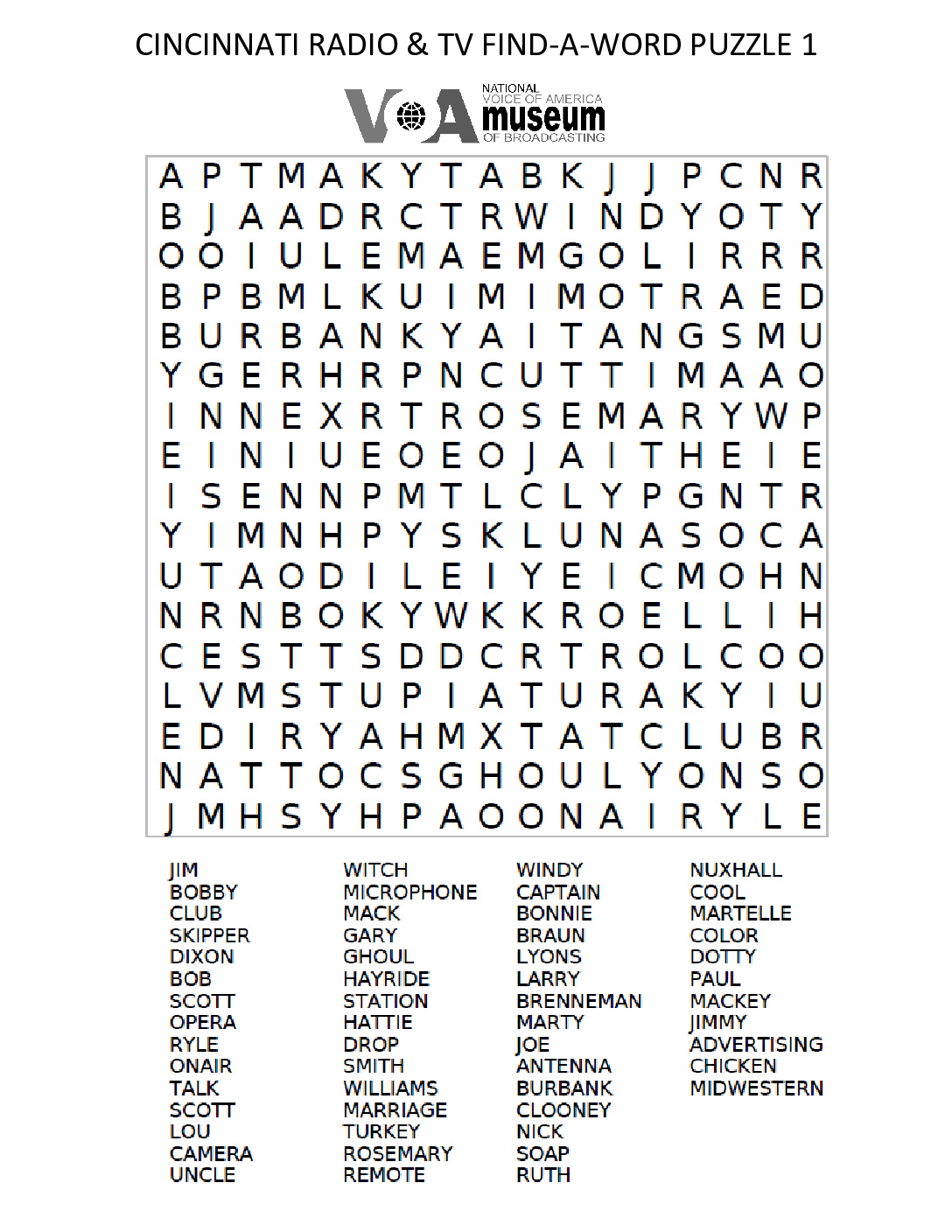 cincinnati-radio-tv-find-a-word-puzzle | VOA Museum
